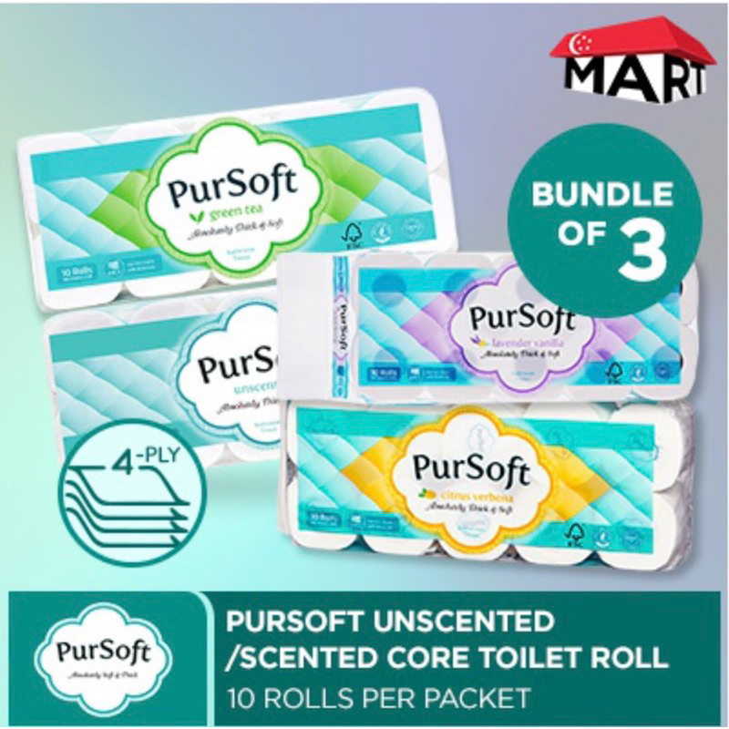 [value pack 30 rolls] Pursoft 4 Ply Toilet Roll | Toilet paper | Tissue ...