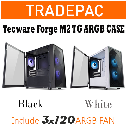 Tecware Forge M2 TG ARGB m-ATX Case Black/White | Shopee Singapore