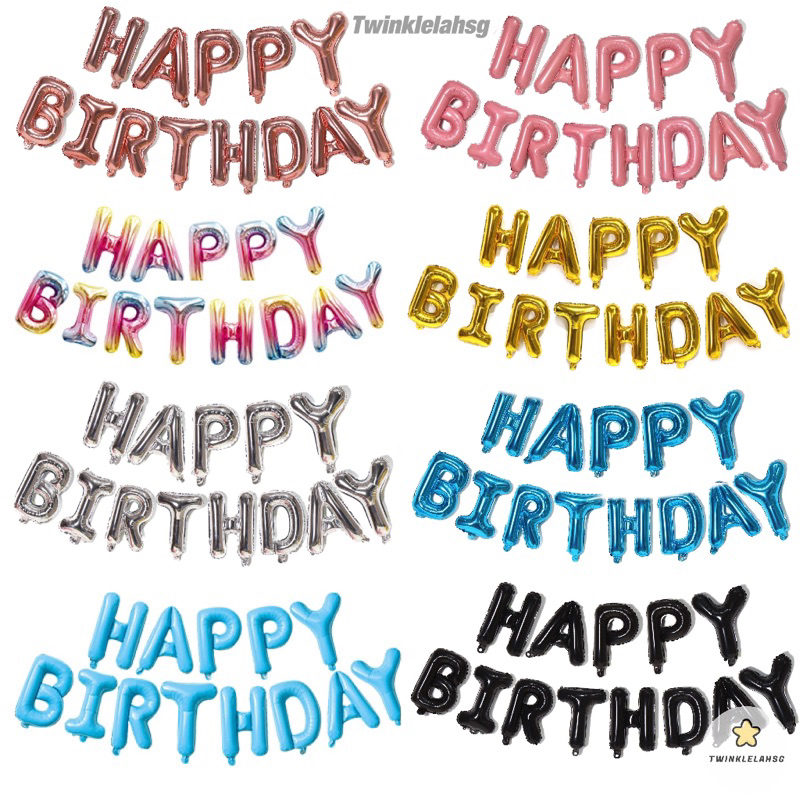 (SG READY STOCK) Happy Birthday Foil Letters Balloons balloon banner ...