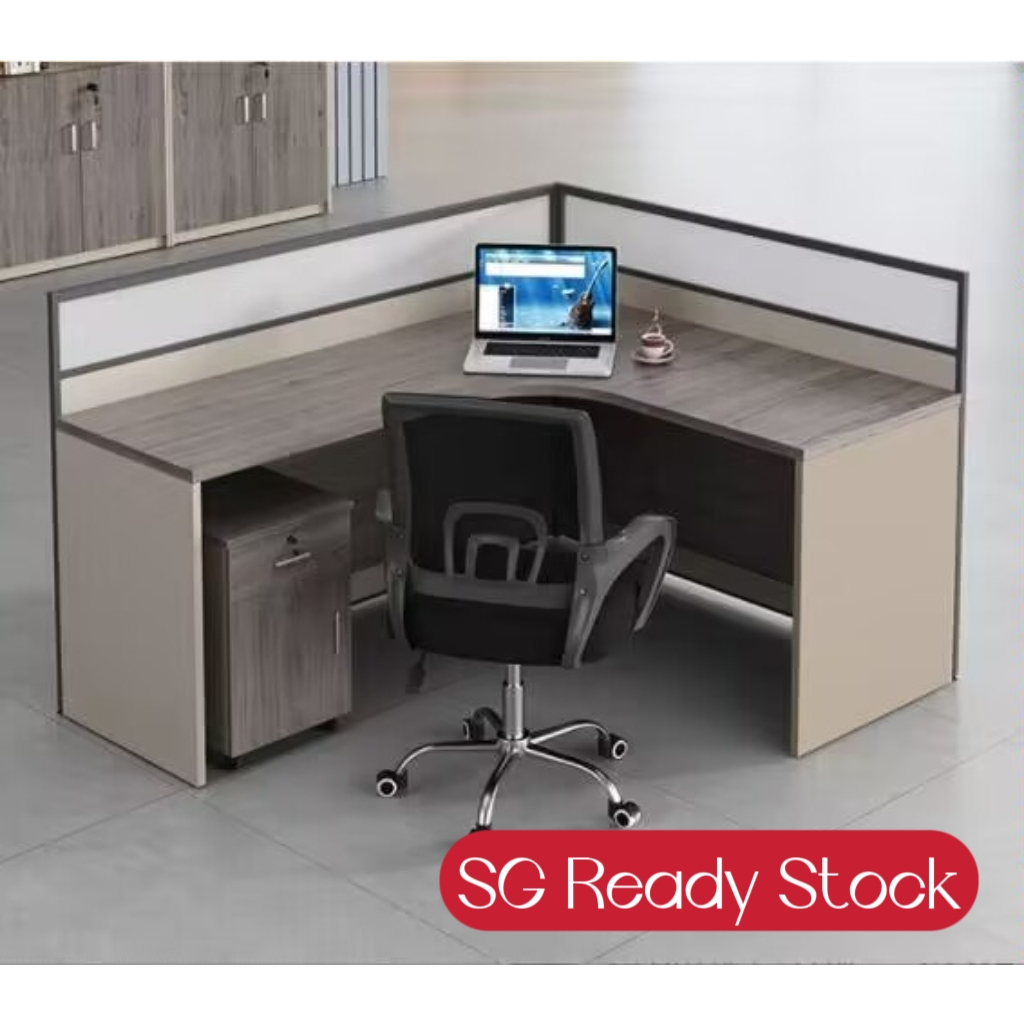 H301 - L Shape Workstation w High Partition, Moveable Pedestal, Home ...