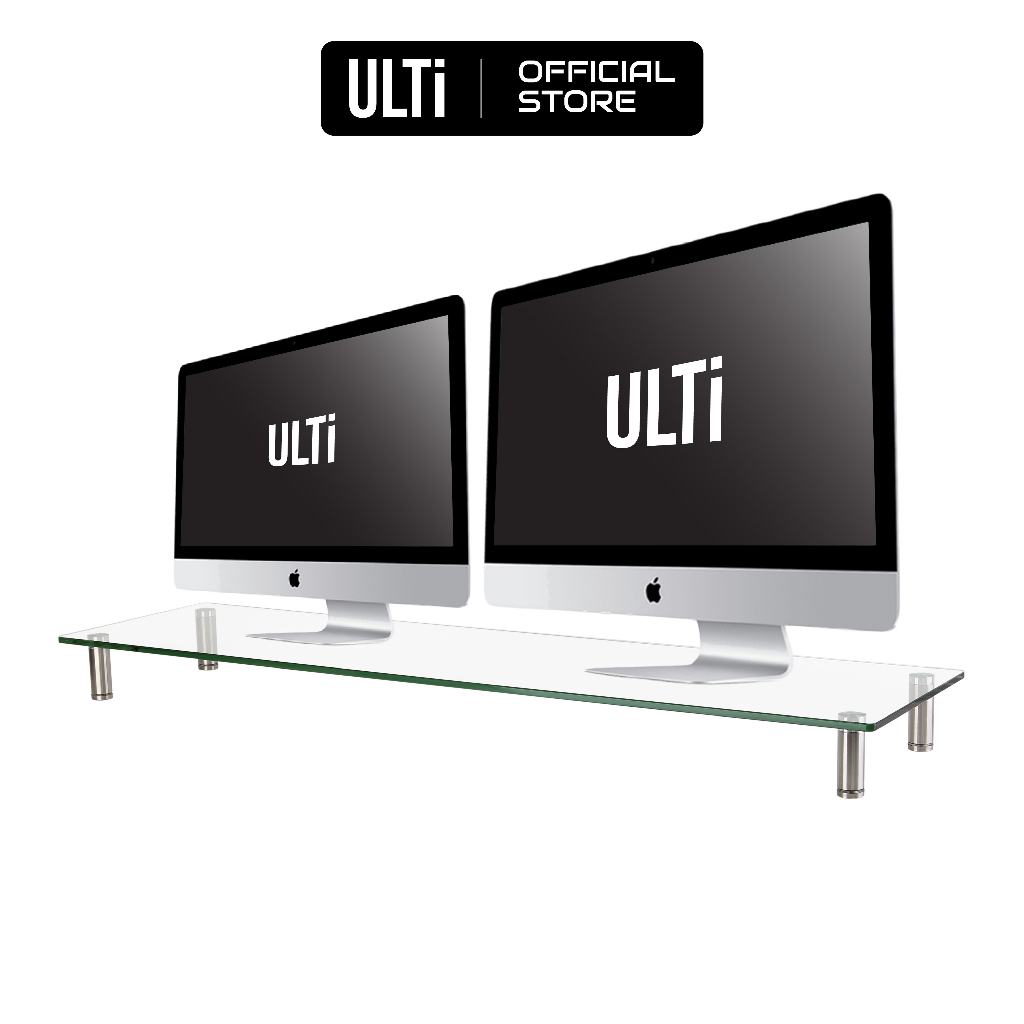ULTi Premium Tempered Glass Monitor Stand Riser Shelf, Height & Tilt ...