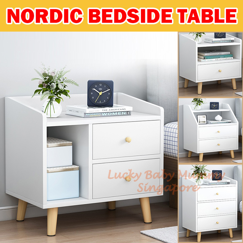Bedside Cabinets with Drawers, Solid Wood Legs Modern Bedside Table ...