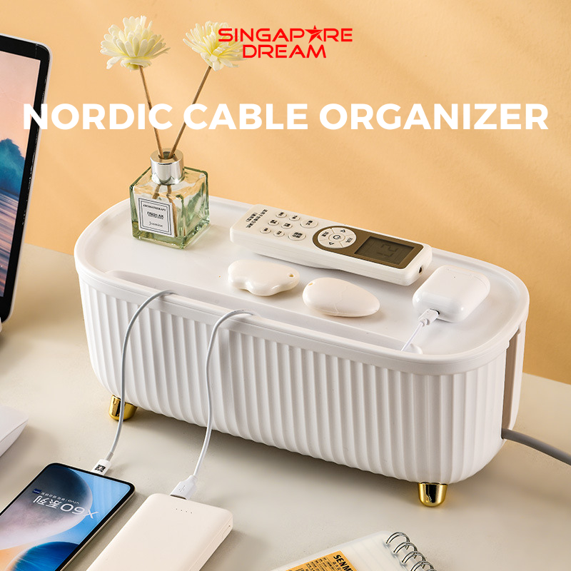 Nordic Cable Storage Box With Lid - Wire Socket Extension Plug ...