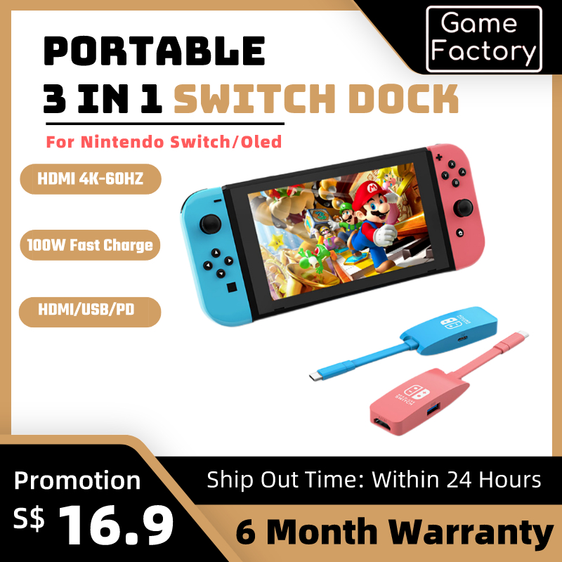 SG Stock Portable Switch Dock TV Dock for Nintendo Switch Oled NS Docking Station USB C to 4K ...