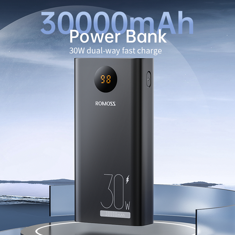 ROMOSS 30000mAh Power Bank PEA30, PD 30W USB C Two-way Fast Charging ...