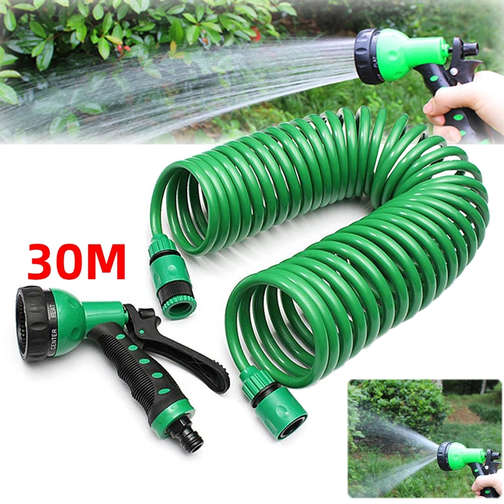 30m EVA Garden Water Hose Retractable Spring Tube Botanical Garden Lawn ...