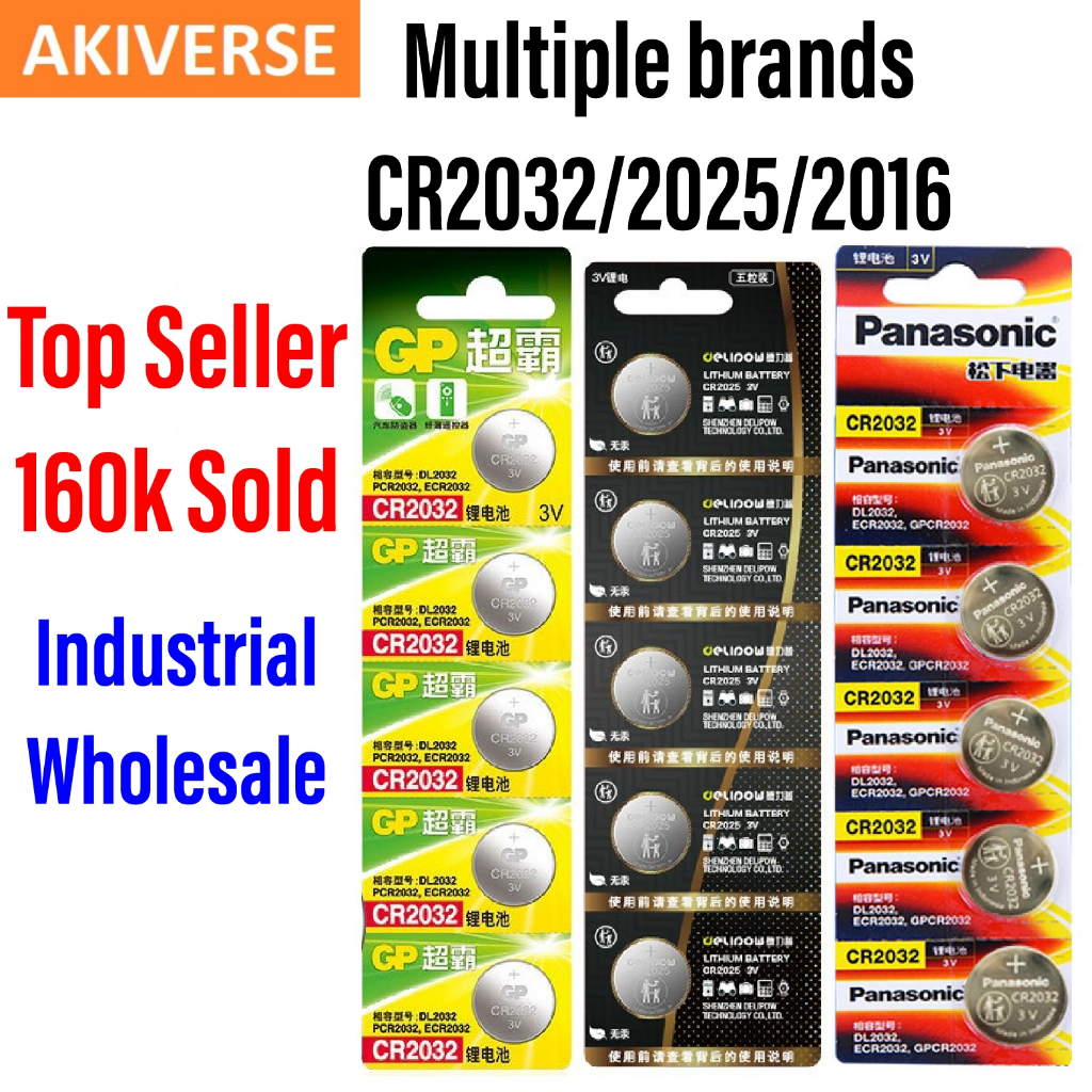 Delipow Panasonic GP CR2032 CR2025 CR2016 CR 2032 Lithium Battery Coin Batteries Button Cell ...