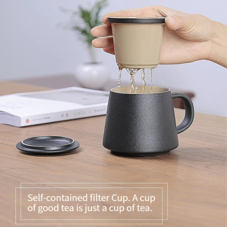 🌱SG Stock🌱Ceramic tea cup Filter tea infuser cup Tea separation Office ...