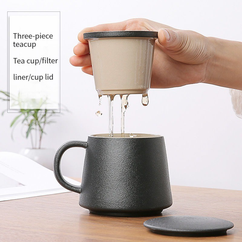 【SG Stock】🍵 ceramic cup with cover filter tea cup office coffee cup ...