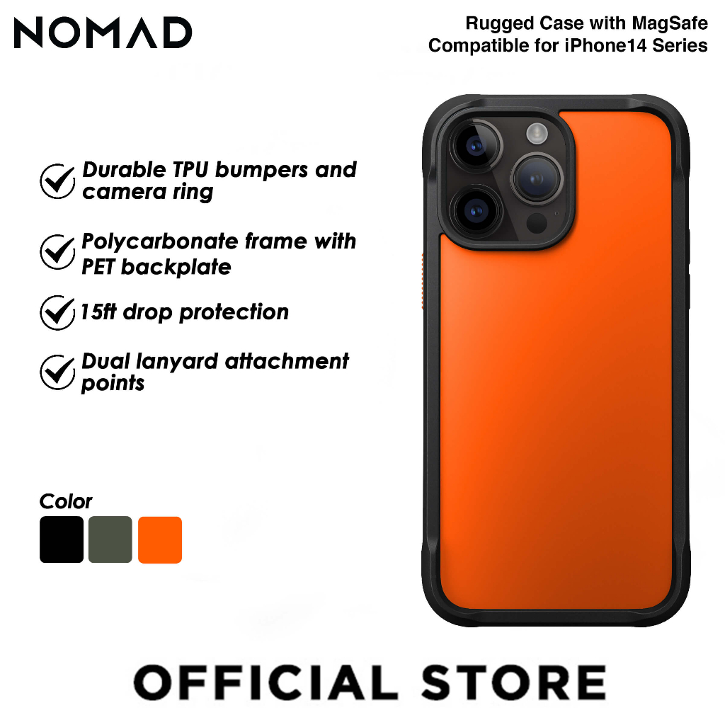 NOMAD Rugged Shockproof Protective Case For iPhone 14 Series & 15 Plus ...