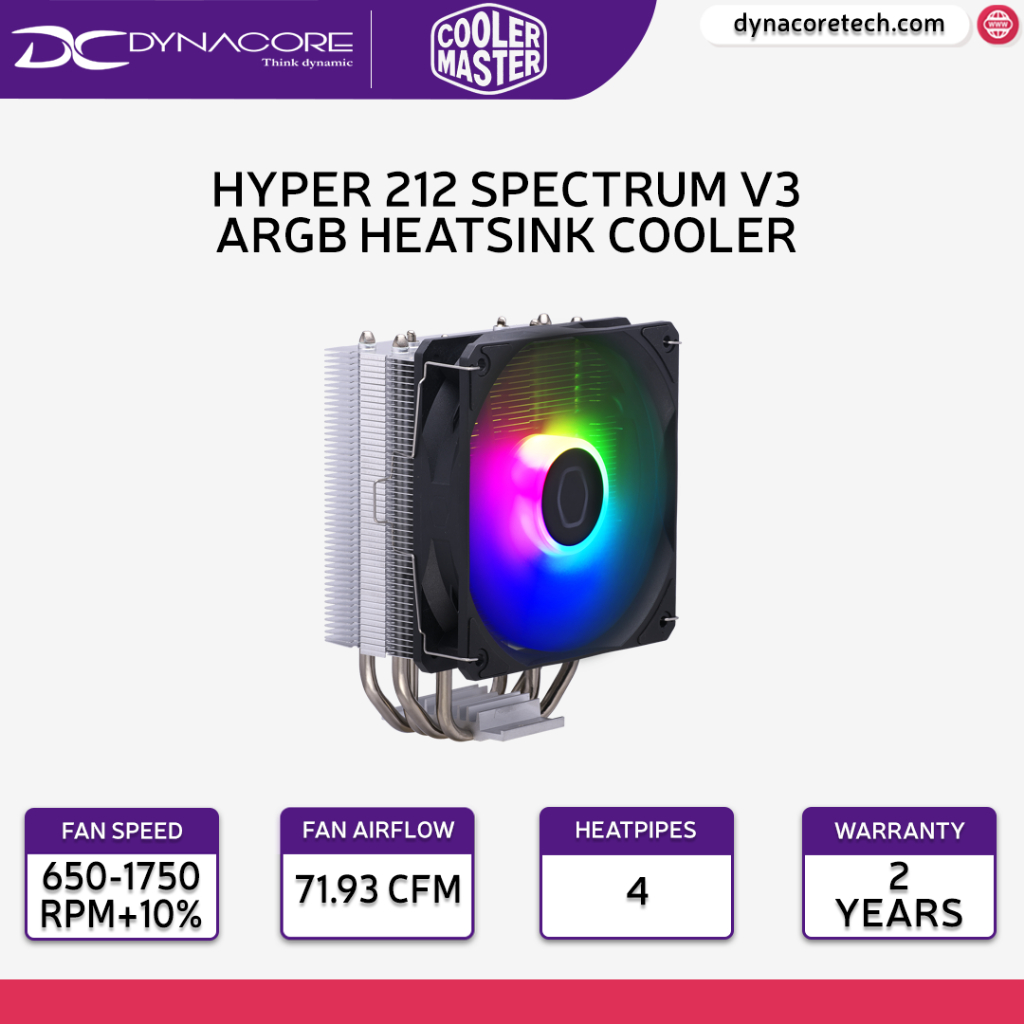 Cooler Master Hyper 212 Spectrum V3 Low Profile CPU Air Cooler with ...
