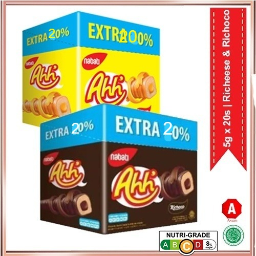 NABATI AHH RICHEESE / RICHOCO CHOCOLATE SNACK 5G X 20PCS 20% ASEAN.OS ...