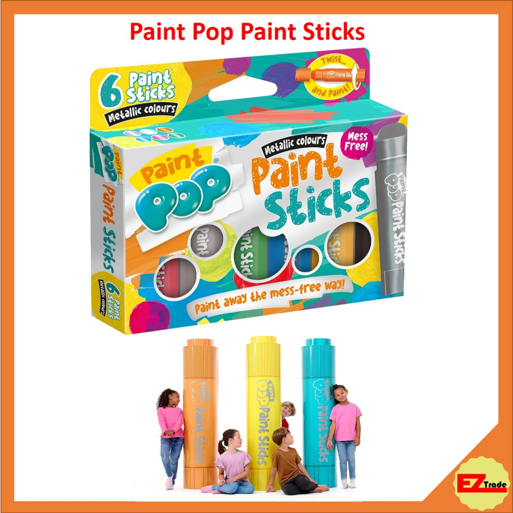 Paint Pop Paint Sticks For Kids - 6 Pack Assorted Metallic Colours ...