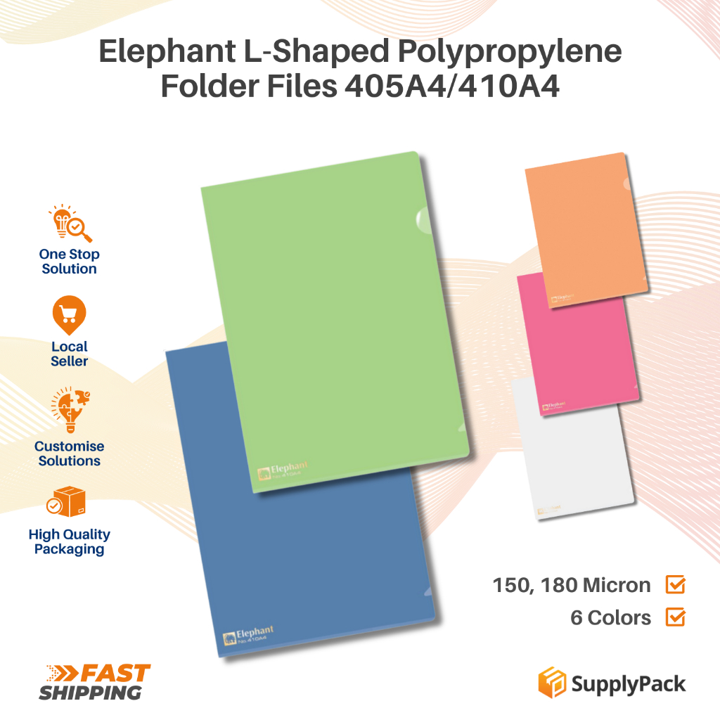 Elephant L-Shaped A4 Folder Files - Durable Clear Polypropylene, 150 ...