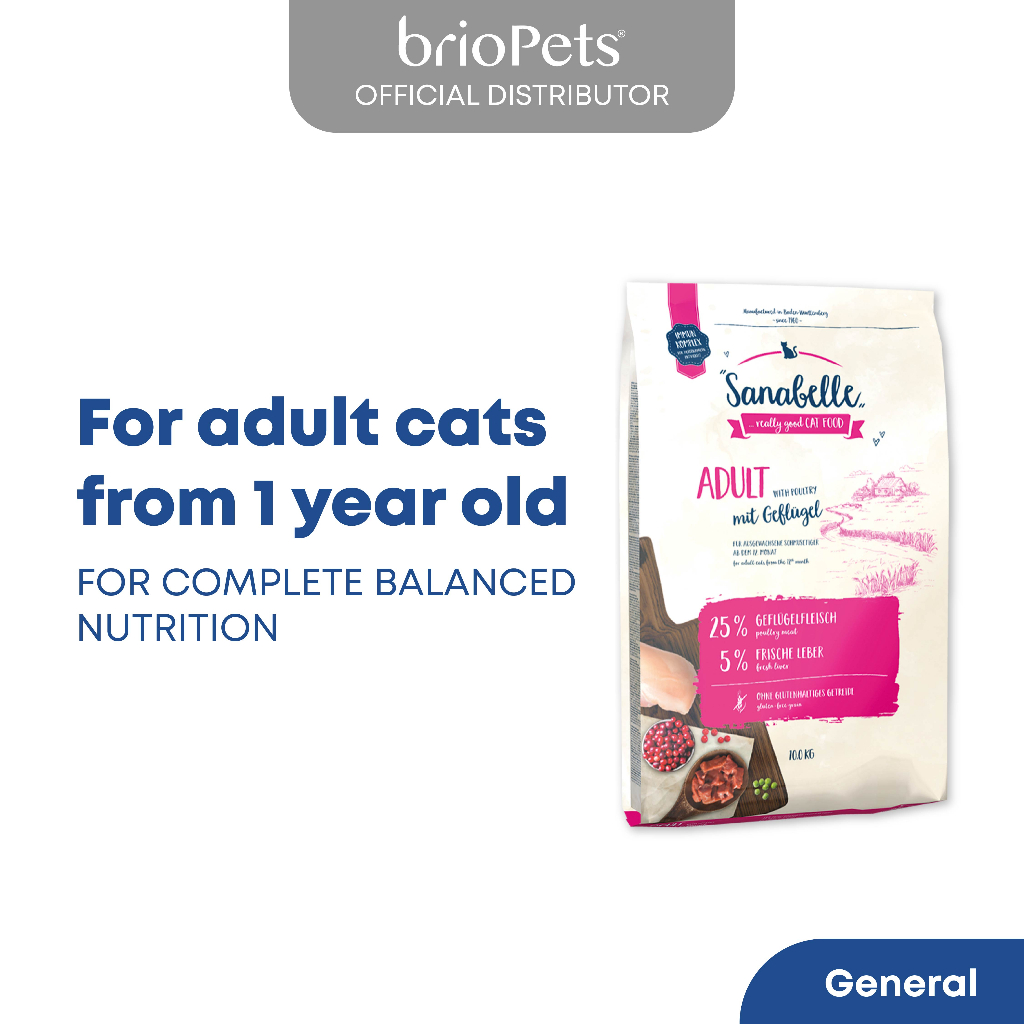 Sanabelle Adult Poultry Dry Cat Food for Adult Cats 400g & 2kg | Shopee ...