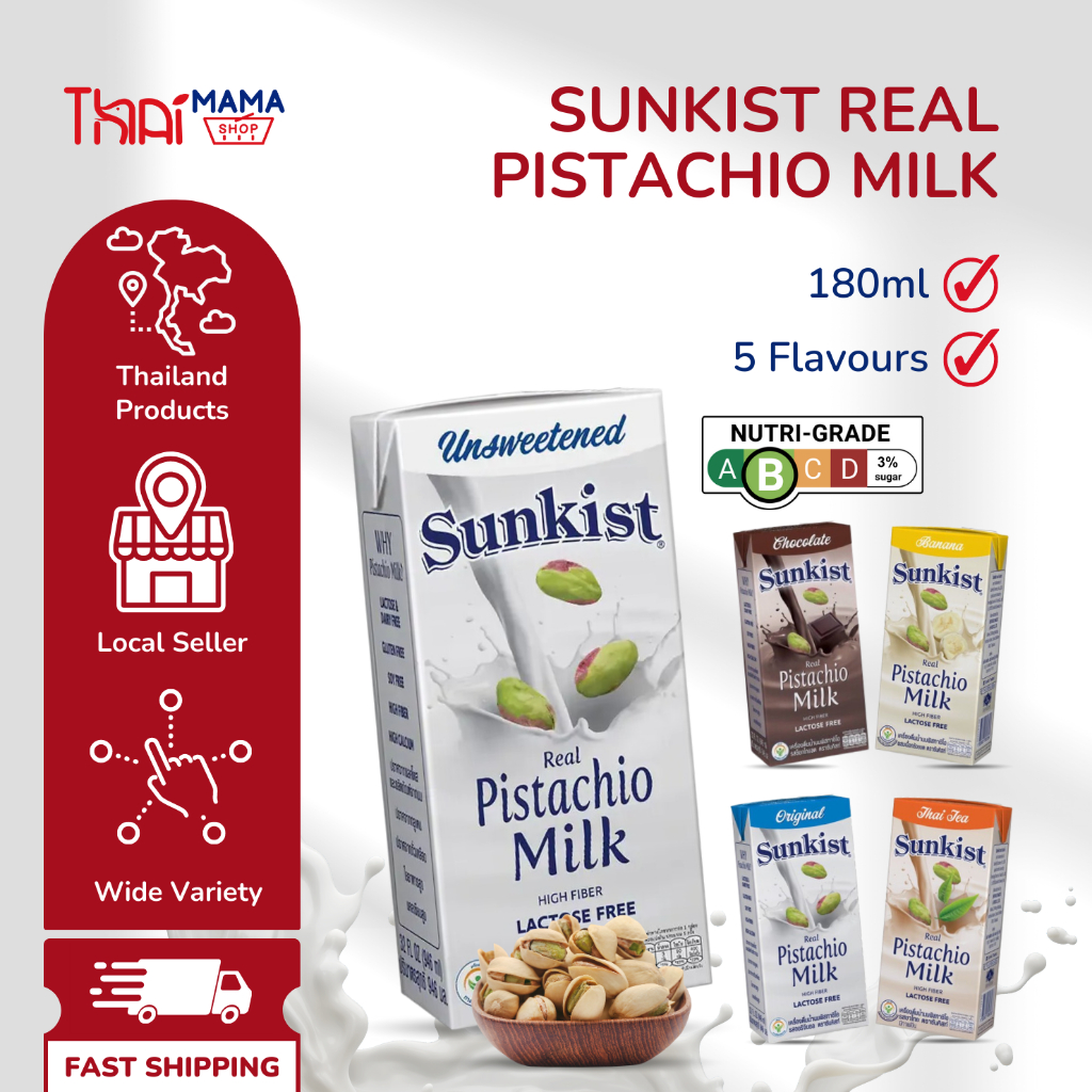 Sunkist Real Pistachio Milk 180ml - Flavored, Nutrient-Rich | Shopee ...