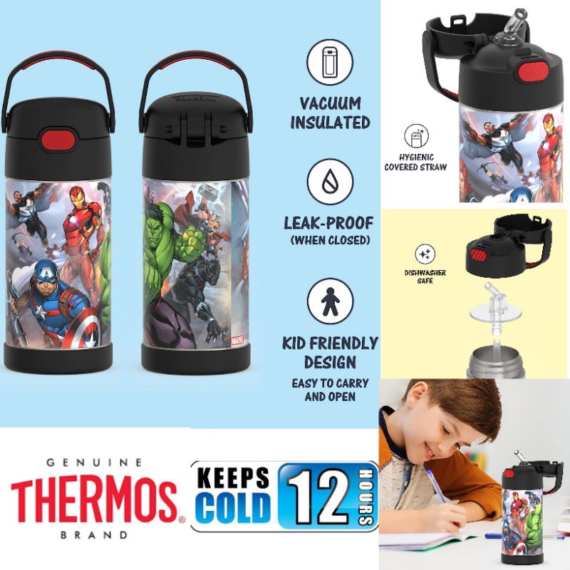 Thermos Funtainer 12 Oz Disney Avengers Marvel Captain America Stainless Steel Vacuum Insulated ...