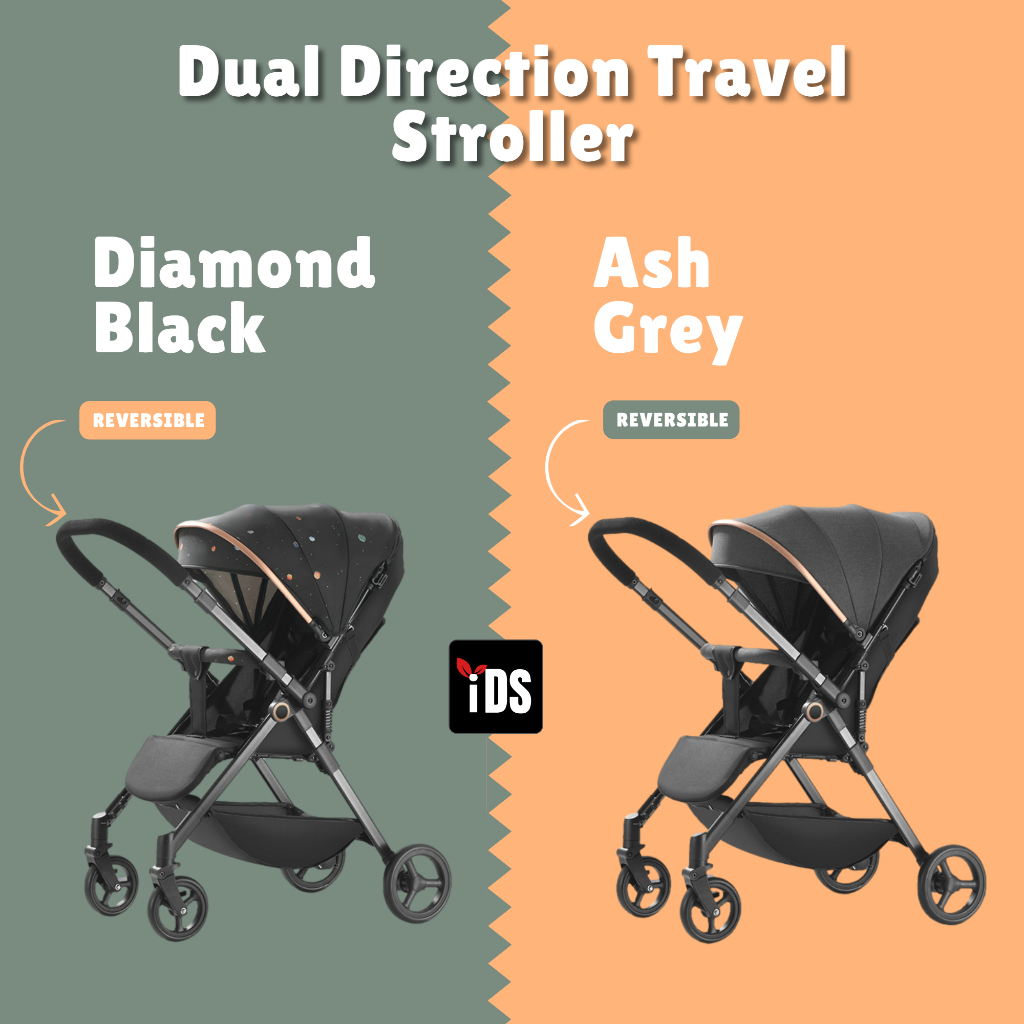 [iDS] Reversible Baby Stroller Baby Pram Dual Facing Stroller Easy Fold ...