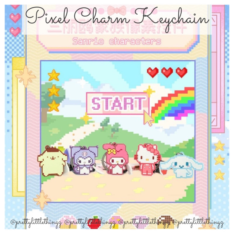 * SG READY STOCK * Sanrio Pixel Charm Keychain (Hello Kitty, Kuromi ...