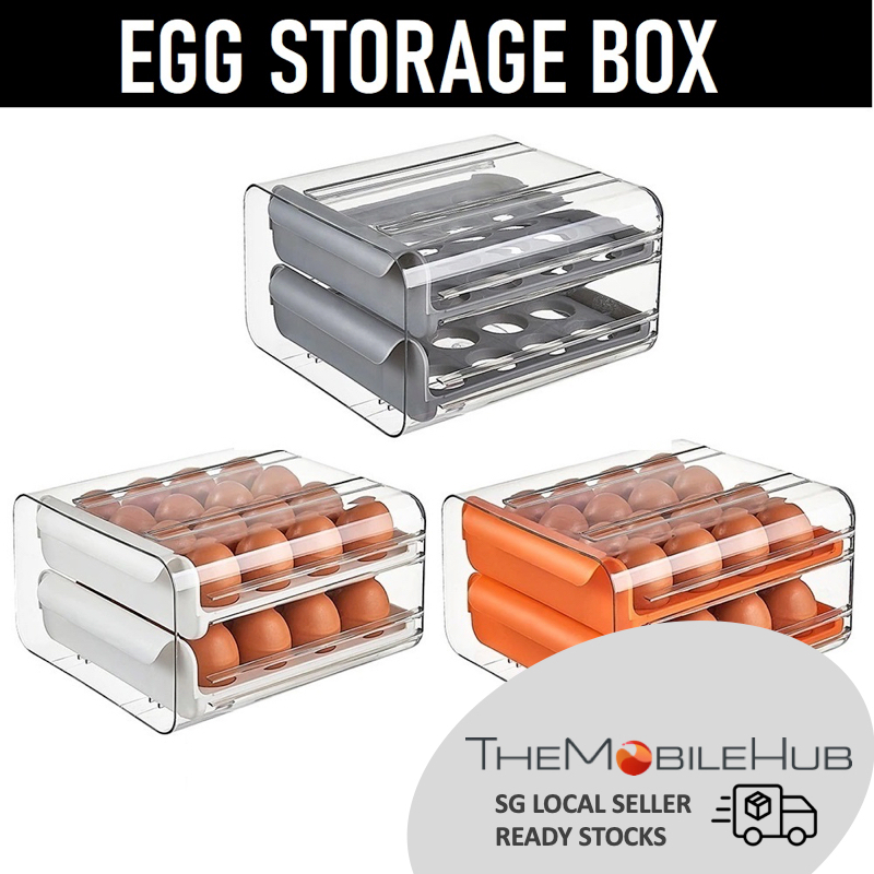 Egg Storage Drawer 32 Grid Stackable Egg Container Box Organizer Holder ...