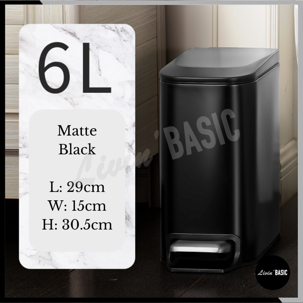 6L Foot Pedal Step Bin Extra Soft Closing Stainless Steel Dustbin ...