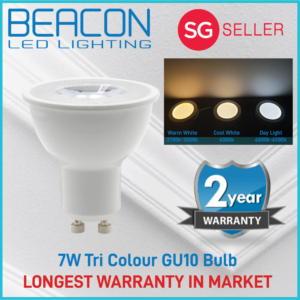 BEACON LED GU10 Bulb 7W 240V GU10 - Tri Colour - Non-dimmable - LONGEST ...