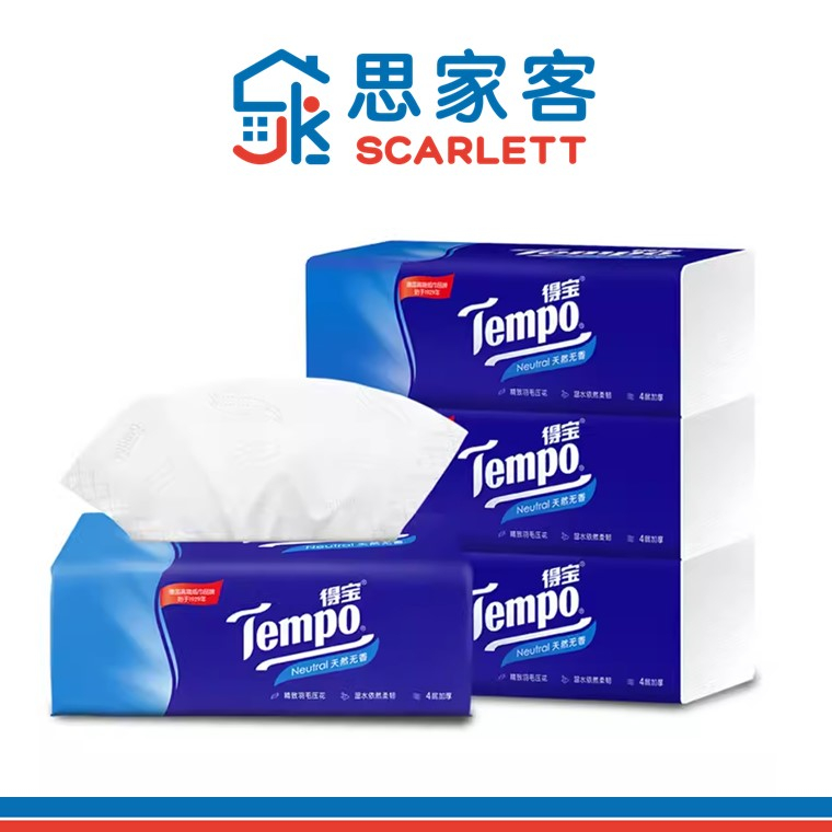 Tempo Soft Pack Facial Tissue 4Ply 得宝抽取式纸面巾 4层/90抽 x 3+1包(packs ...