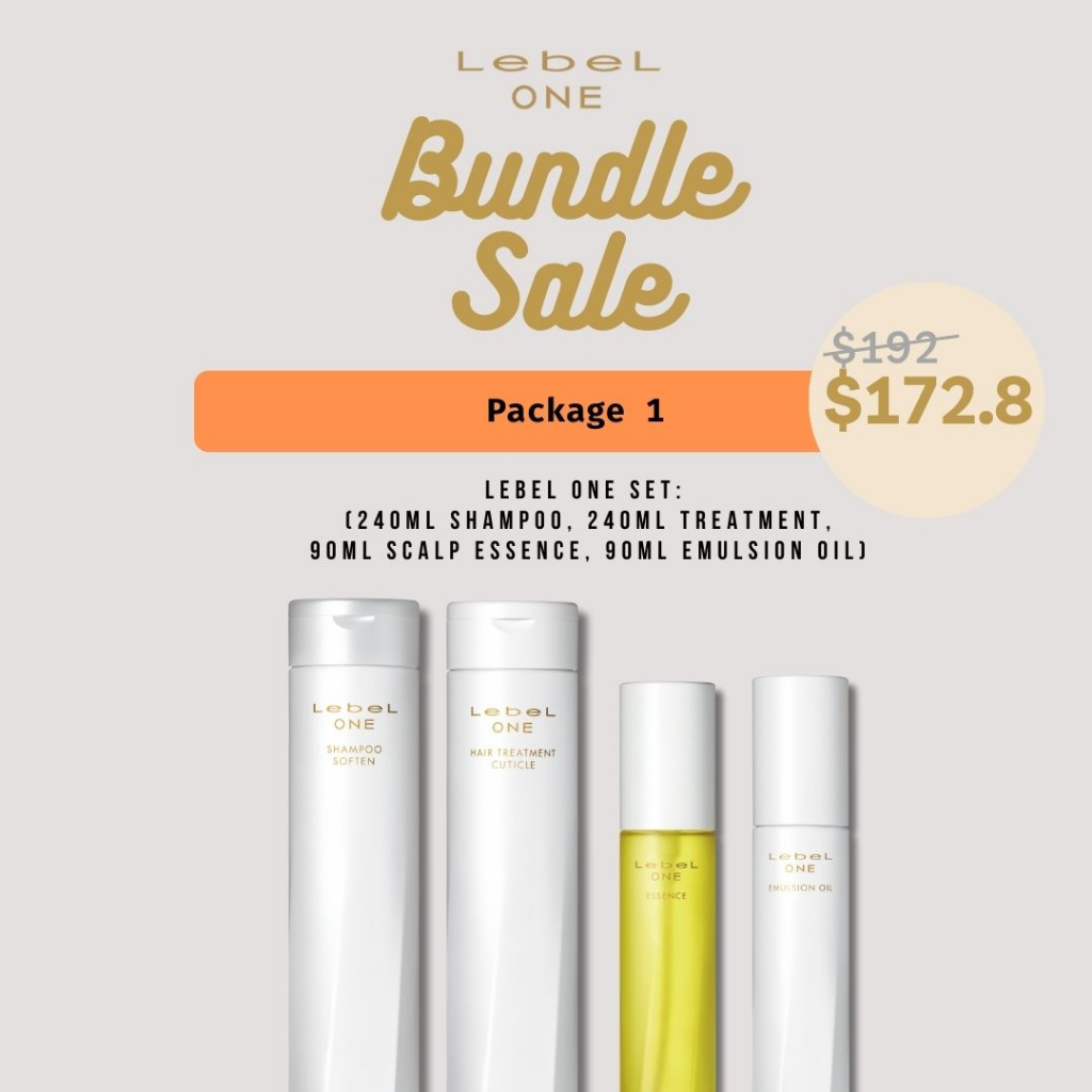 Lebel One Bundle Sale [Shampoo 240ml, Treatment 240ml, Essence 90ml ...