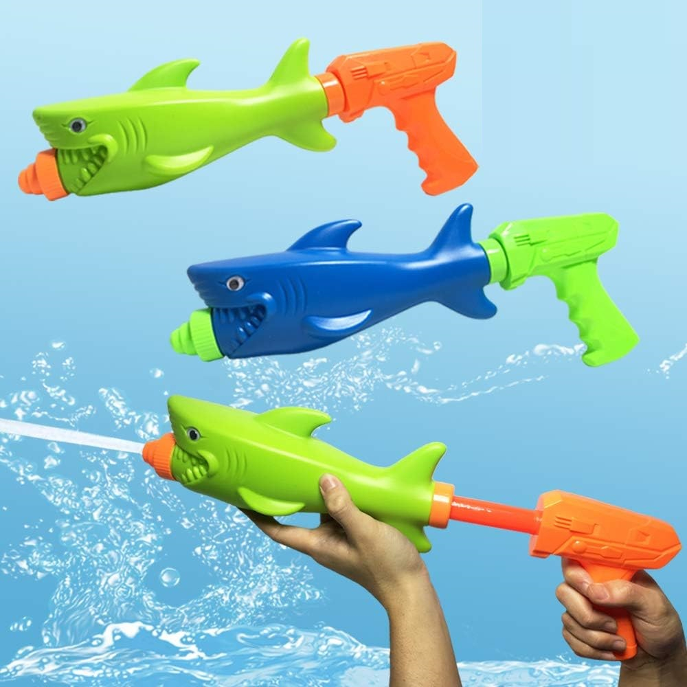 Poria Water Gun Water Blaster Toys Set Super Pump Shark Water Fighting ...