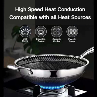 🔥SG Store 🔥German 316 stainless steel wok non-stick wok household seven ...