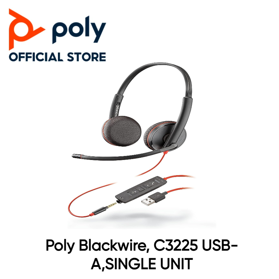 POLY/PLANTRONICS BLACKWIRE C3225 USB-A SINGLE UNIT | Shopee Singapore