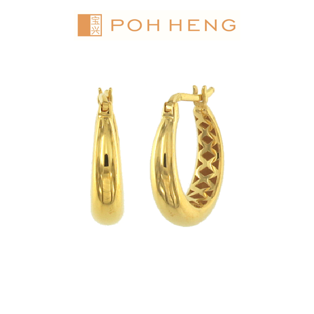 Poh Heng Jewellery 22K Huggies Earrings in Yellow Gold [Price By Weight ...
