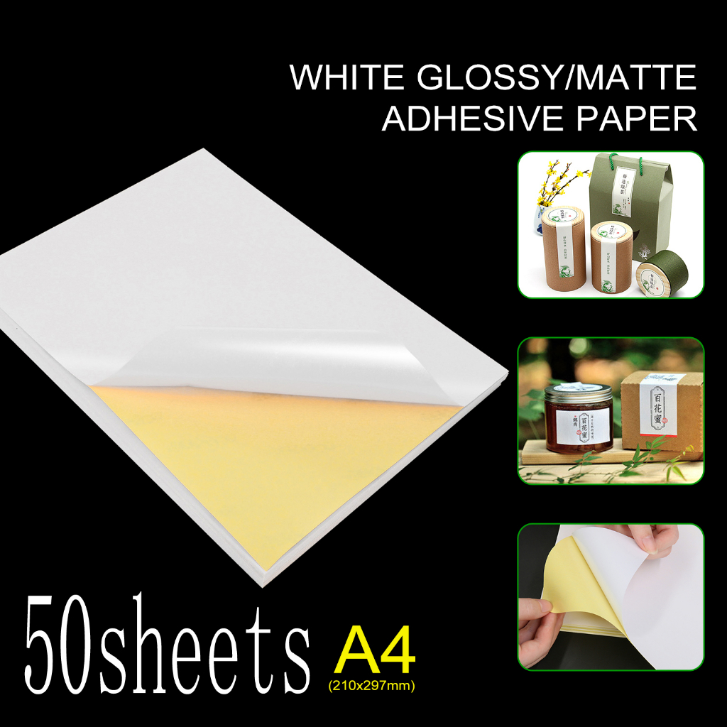 Sticker Paper A4 Size Glossy Matte Adhesive paper 50sheets | Shopee ...