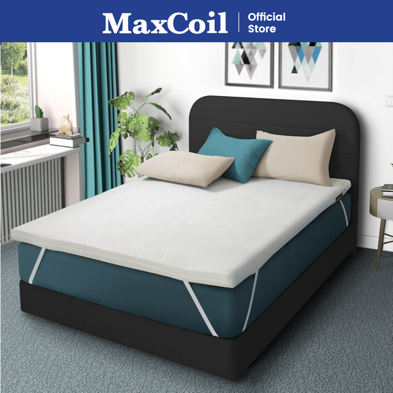 MaxCoil Laxe 2" Plus Reversible Dual Feel Natural Latex Mattress Topper ...