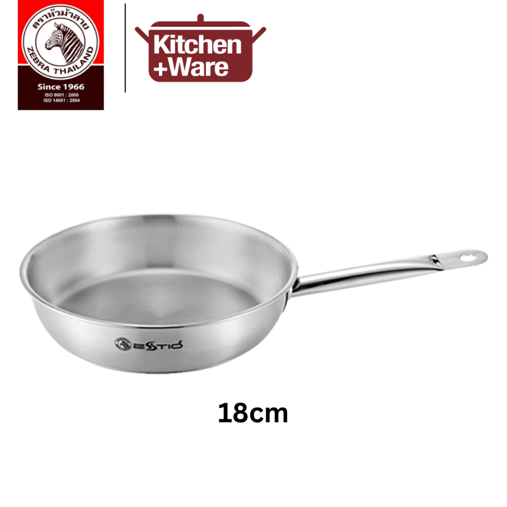 Zebra Estio Pro Stainless Steel Frying Pan [18cm/24cm] / 3 Ply Base / Induction Friendly Frying ...
