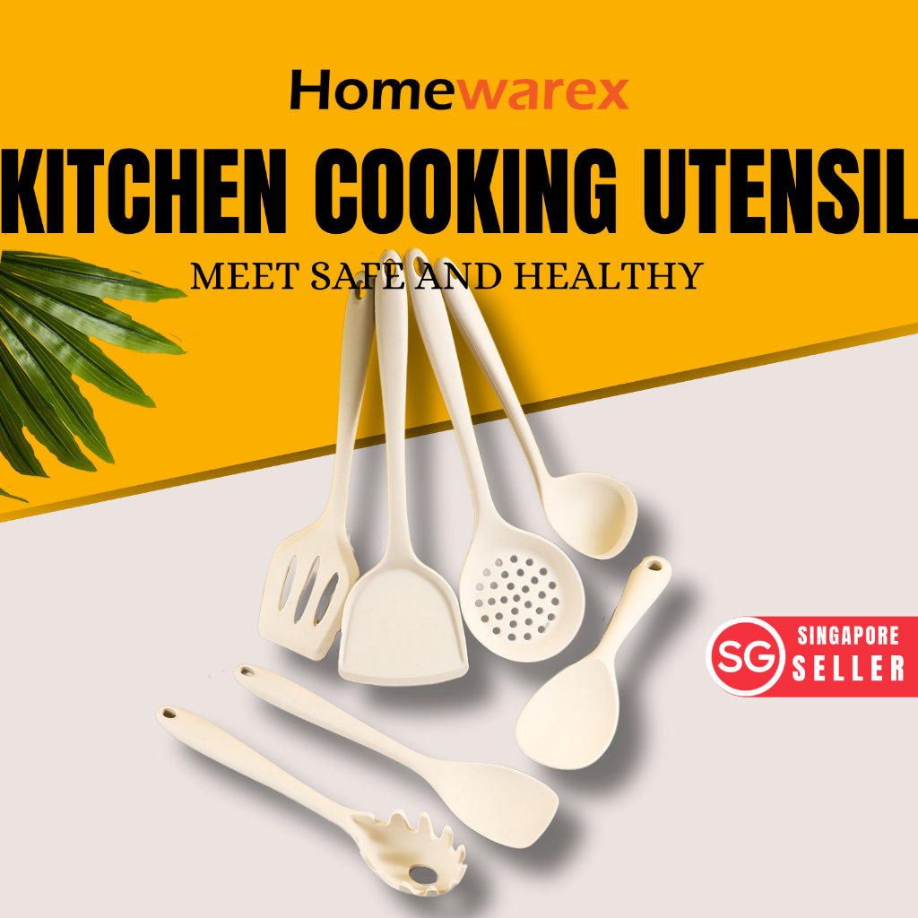 [Local Seller] Cream White Silicone Kitchen Cooking Utensil Cookware ...