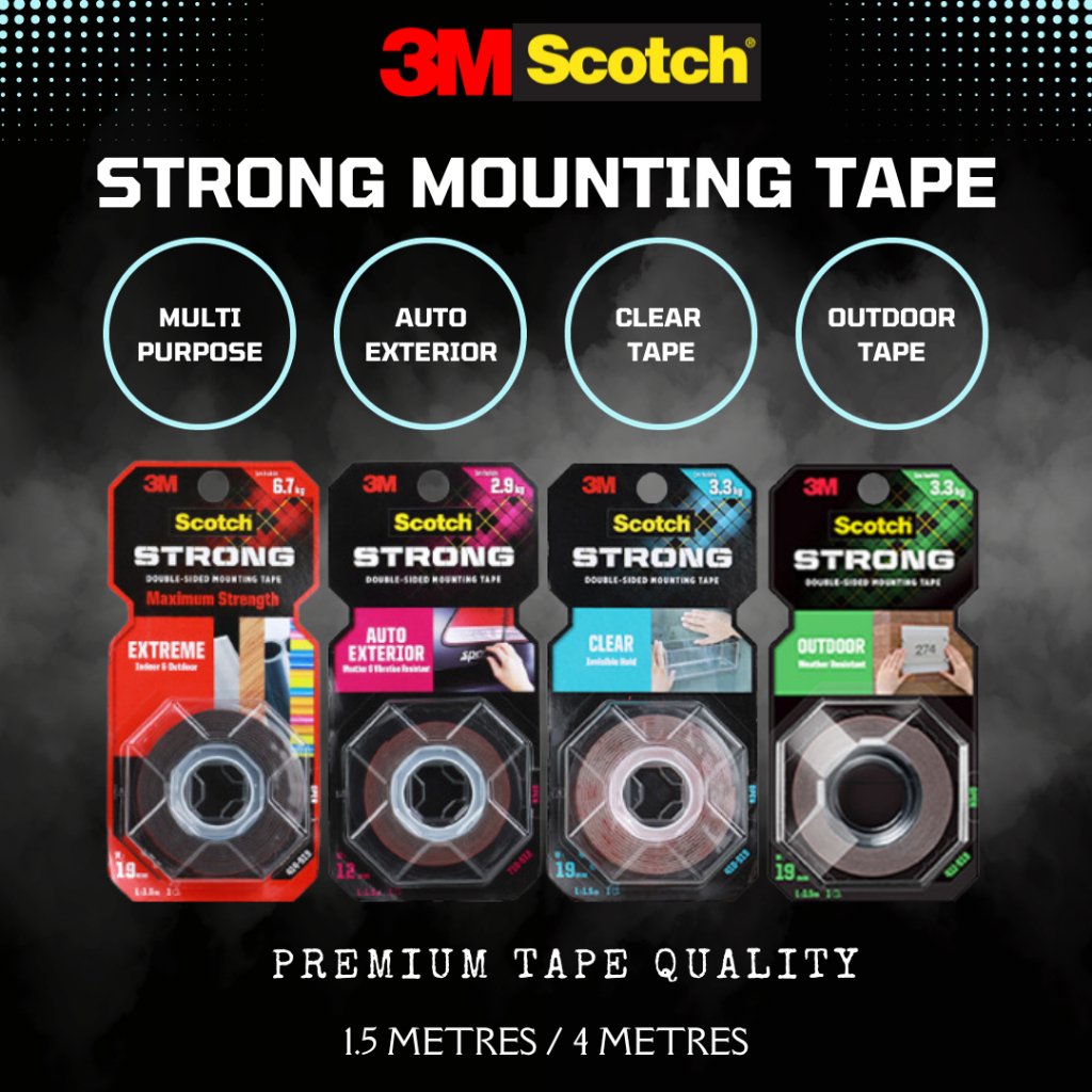 [SG SELLER] 3M Scotch® Extreme Strong Maximum Strength Double Sided Mounting Tape 414 410-S19 ...