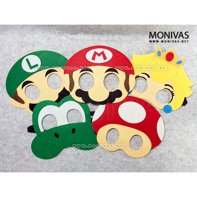 Super Mario Characters Face Mask Set Nintendo Party Kids Birthday (5pcs ...