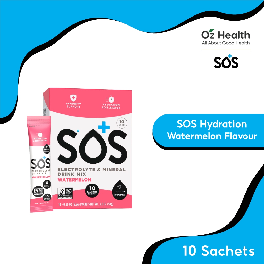 [SALE] SOS Watermelon Hydration Electrolyte Drink Mix Sticks, 10 Pack ...