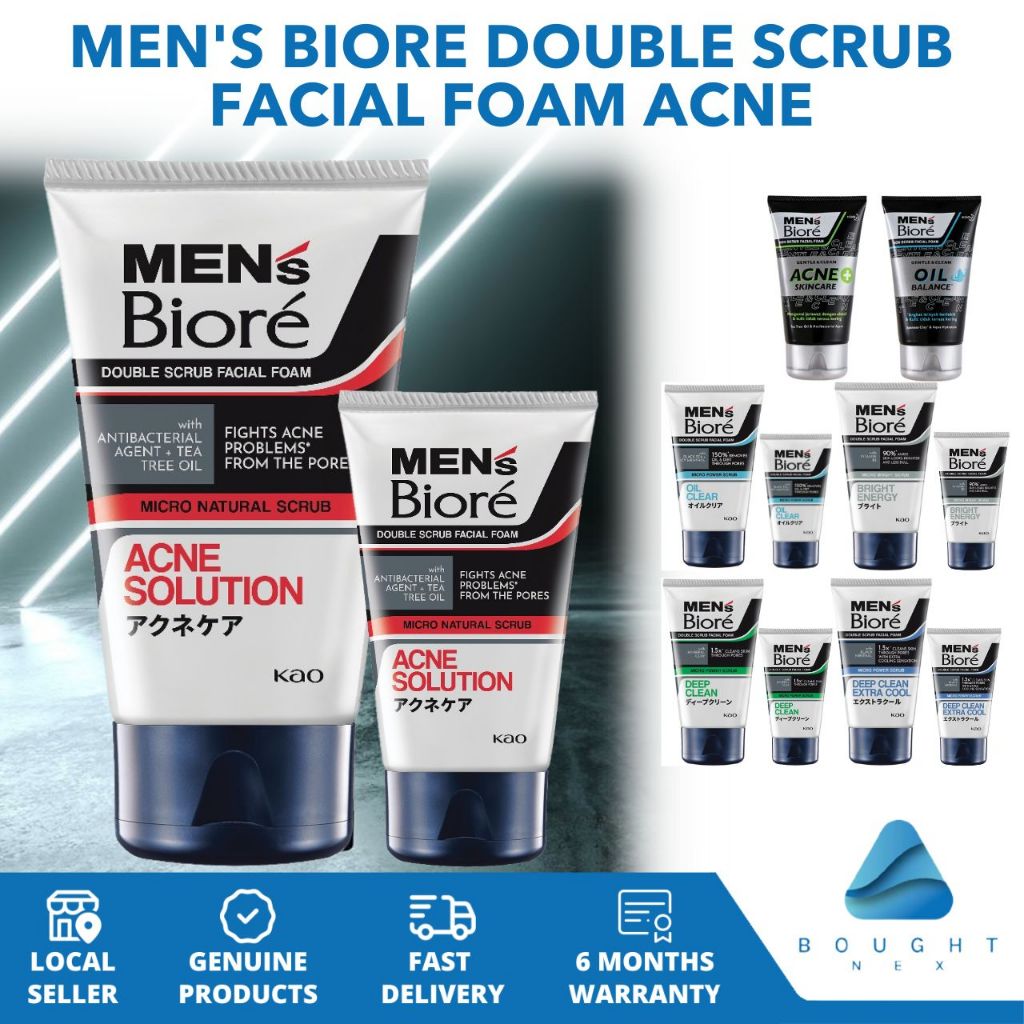 Men's Biore Double Scrub Facial Foam - Acne Fighting, Oil Control, Deep ...