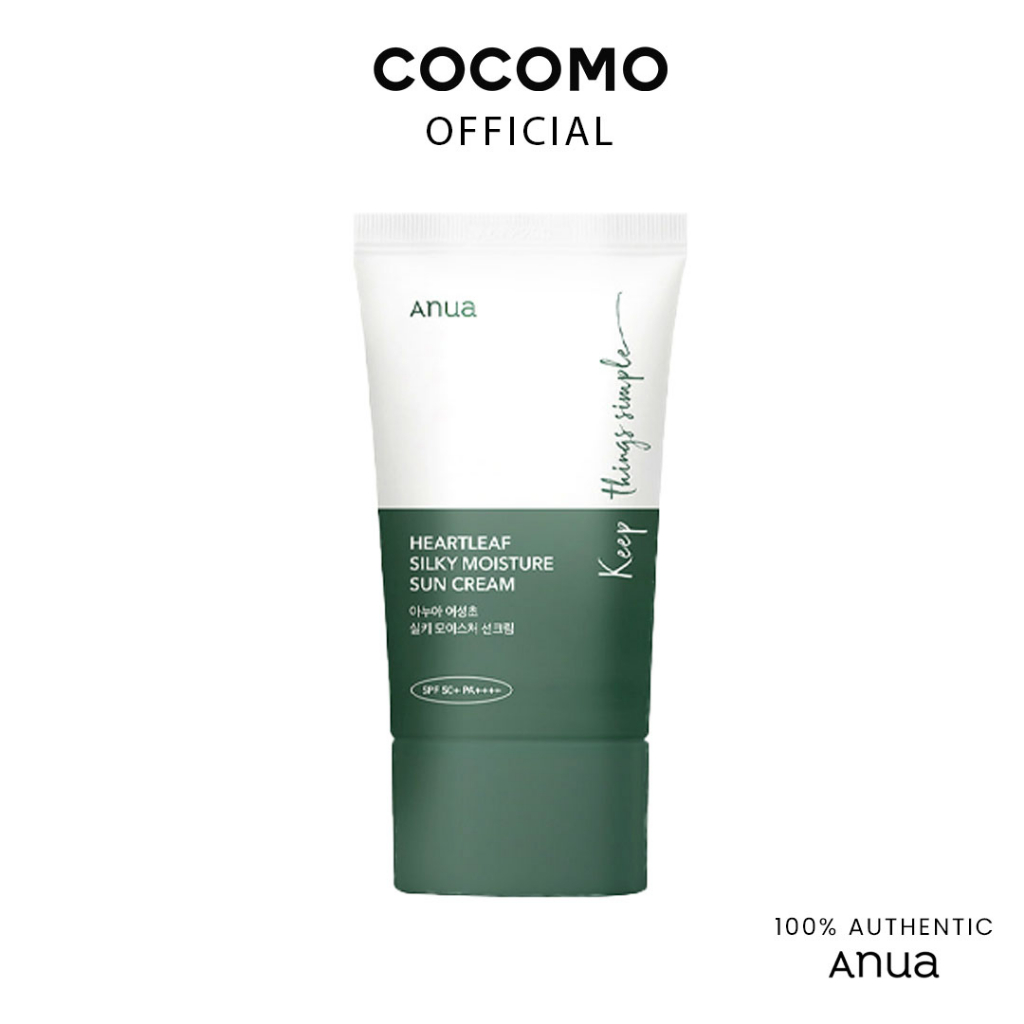 (ANUA) Heartleaf Silky Moisture Sun Cream SPF 50+ PA++++ 50ml - COCOMO ...