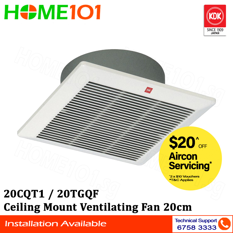 KDK Ceiling Mount Ventilating Fan 20cm 20CQT1 / 20TGQF | Shopee Singapore