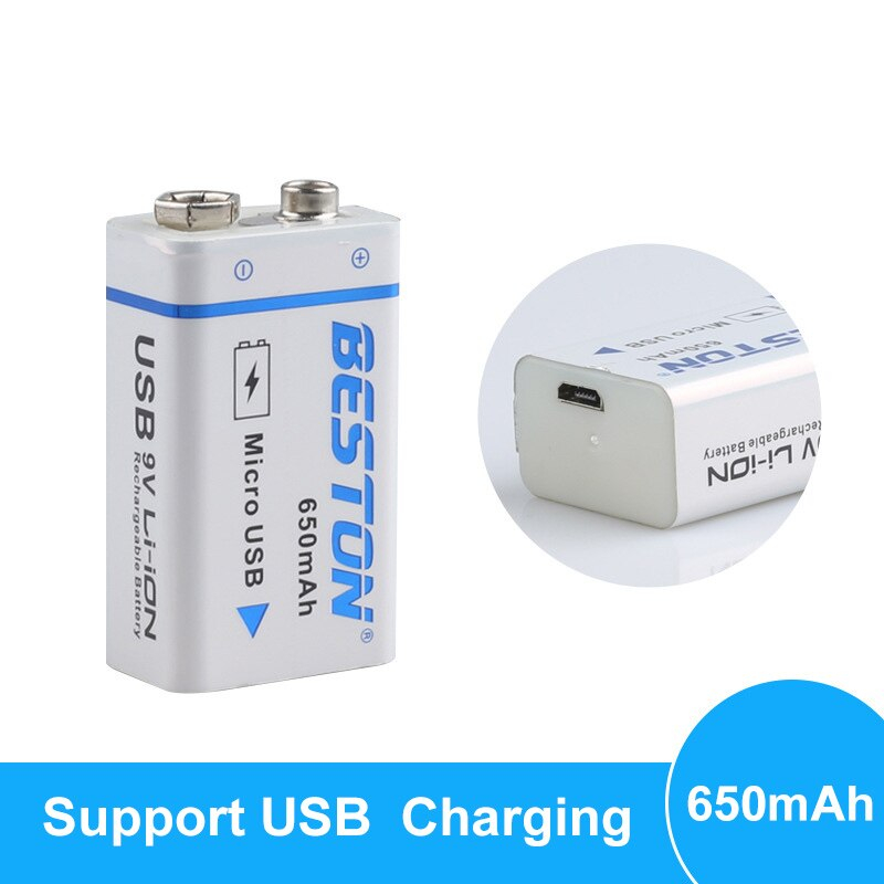 BESTON USB Micro 1.5V 9V Rechargeable Lithium Li-ion Rechargeable ...
