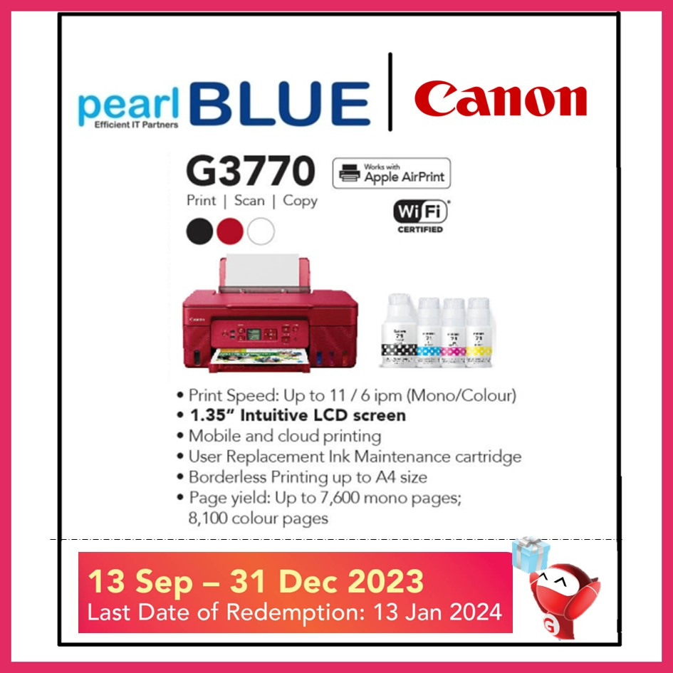 [Local Warranty] Canon PIXMA G3770 Wireless Refillable Ink Tank All-In ...