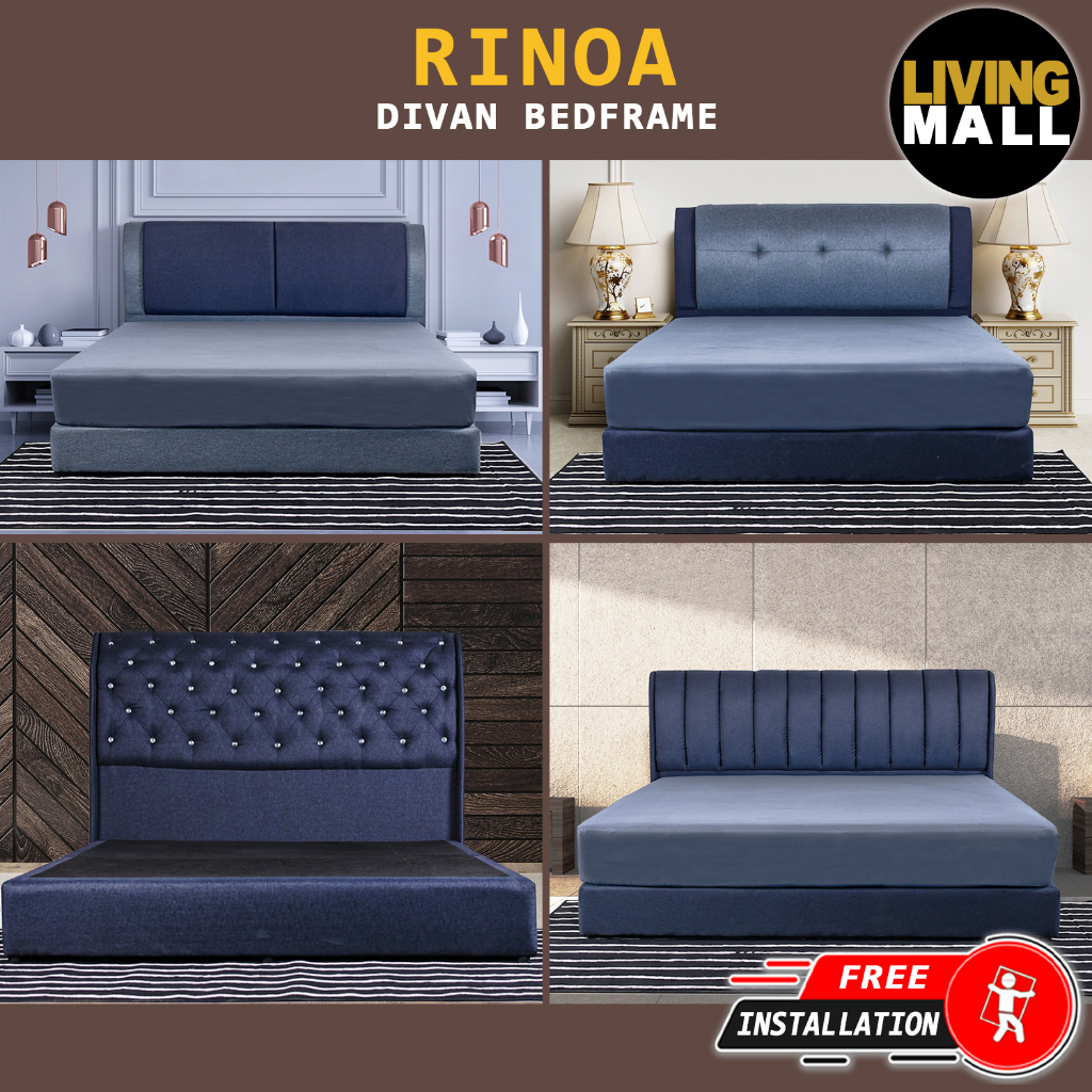 Living Mall Rinoa Series Woven Fabric Divan Bed Frame in 4 Model ...