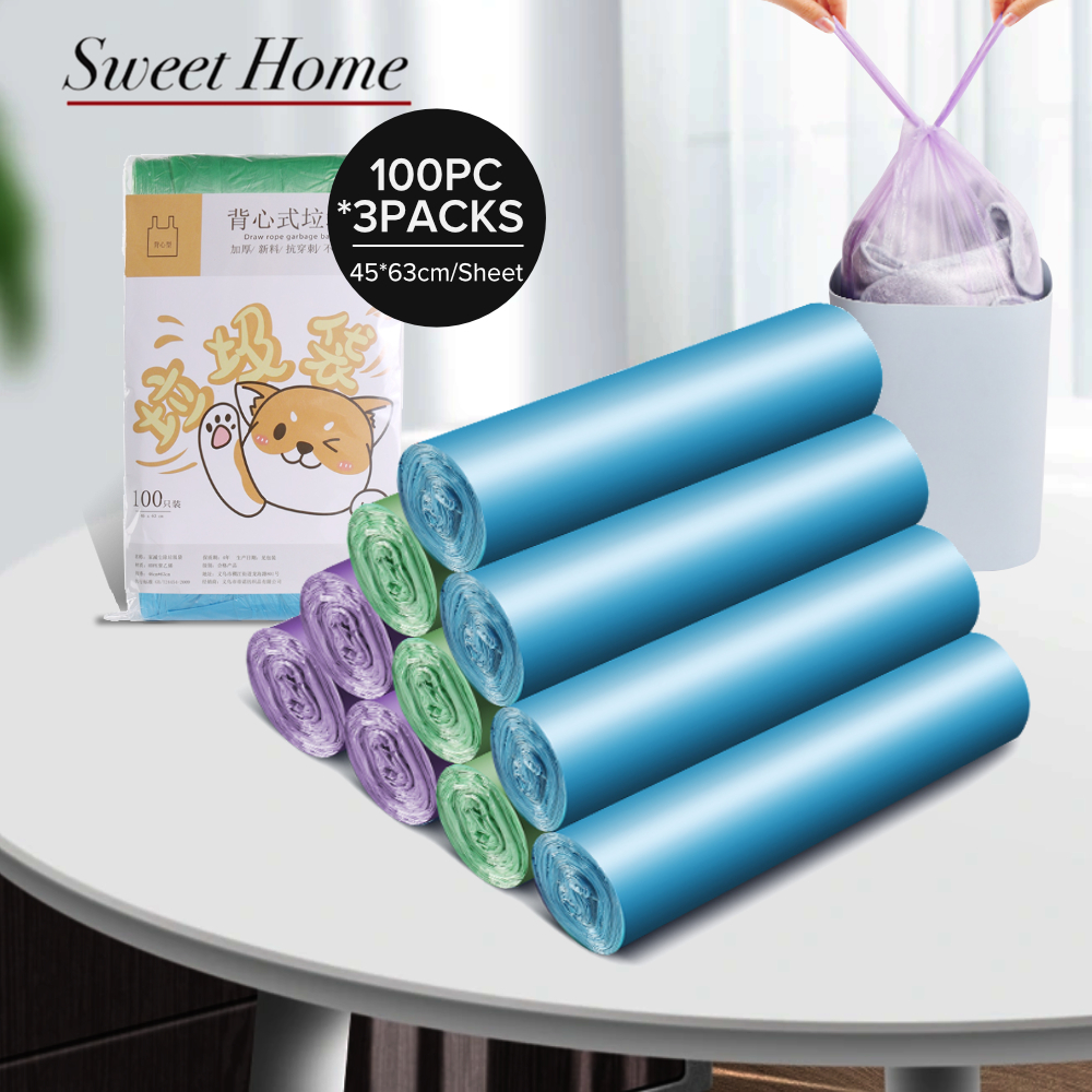 [3Packs] 100Pcs/Pack Vest Type Garbage Bag Thickened Pointbreak Trash ...