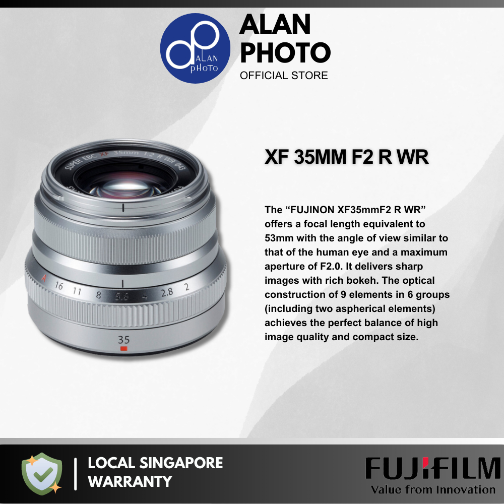 FUJIFILM XF 35mm F2 R WR Lens | Fujifilm Singapore Warranty | Shopee Singapore