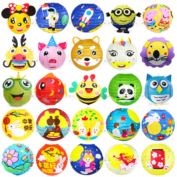 DIY Paper Lantern Crafting Handmade Mid-Autumn Mooncake Festival ...