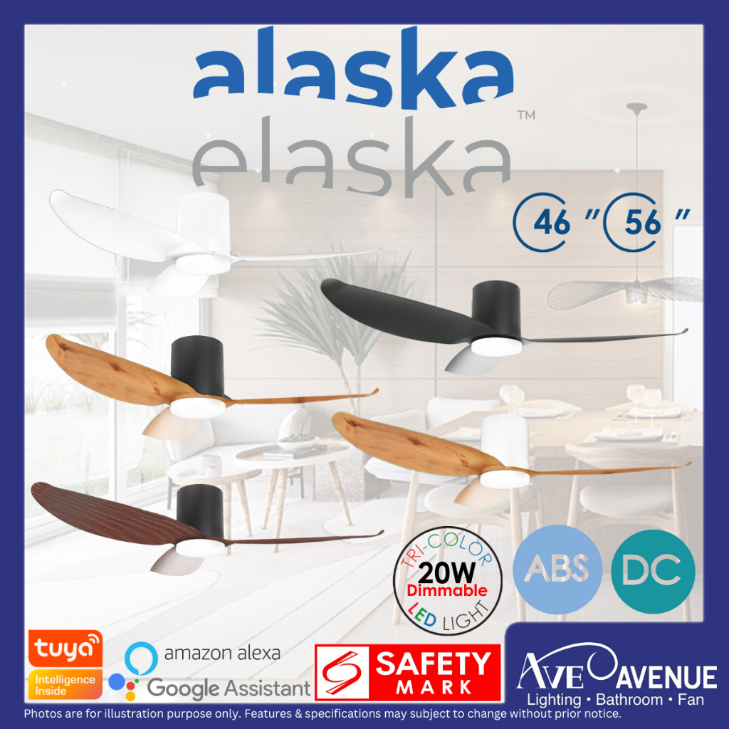 ALASKA FERN /EFERN (SMART) 46/56 Inch 3-Blades DC Motor Ceiling Fan w ...