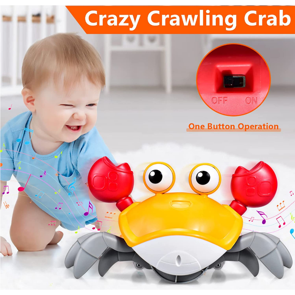 Crawling Crab Baby Toys Walking Crab Toddler Toys Moving Dancing Avoid ...